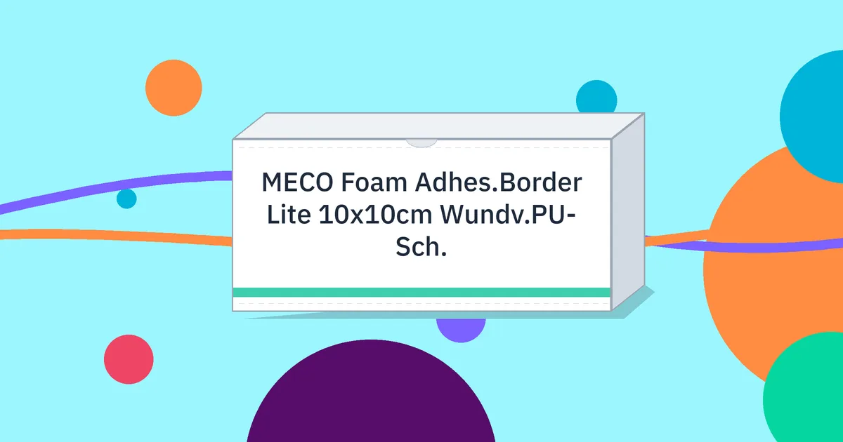 Symbolbild: Packung mit der Aufschrift MECO Foam Adhes.Border Lite 10x10cm Wundv.PU-Sch. (PZN 18350887) – Verfügbarkeit und Bezug in Apotheken in Frankfurt am Main