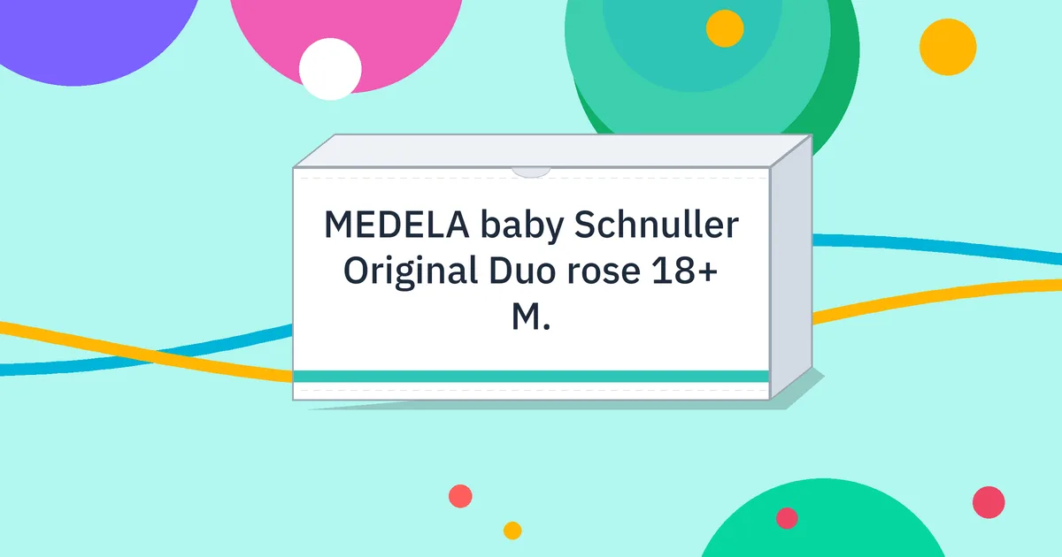 Symbolbild: Packung mit der Aufschrift MEDELA baby Schnuller Original Duo rose 18+ M. (PZN 17256962) – Verfügbarkeit und Bezug in Apotheken in Frankfurt am Main