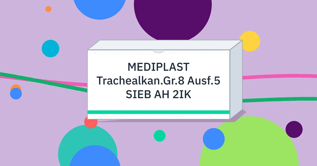Symbolbild: Packung mit der Aufschrift MEDIPLAST Trachealkan.Gr.8 Ausf.5 SIEB AH 2IK (PZN 04526874) – Verfügbarkeit und Bezug in Apotheken in Frankfurt am Main