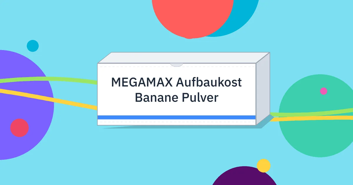 Symbolbild: Packung mit der Aufschrift MEGAMAX Aufbaukost Banane Pulver (PZN 03246598) – Verfügbarkeit und Bezug in Apotheken in Frankfurt am Main