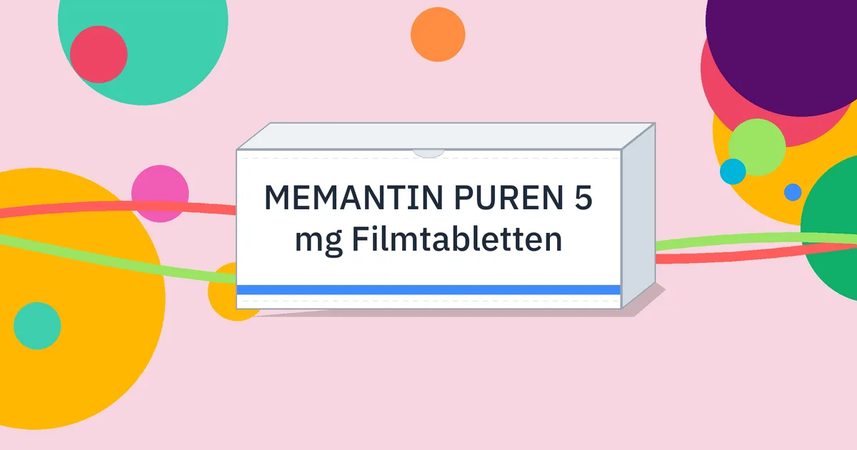 Symbolbild: Packung mit der Aufschrift MEMANTIN PUREN 5 mg Filmtabletten (PZN 16201172) – Verfügbarkeit und Bezug in Apotheken in Frankfurt am Main