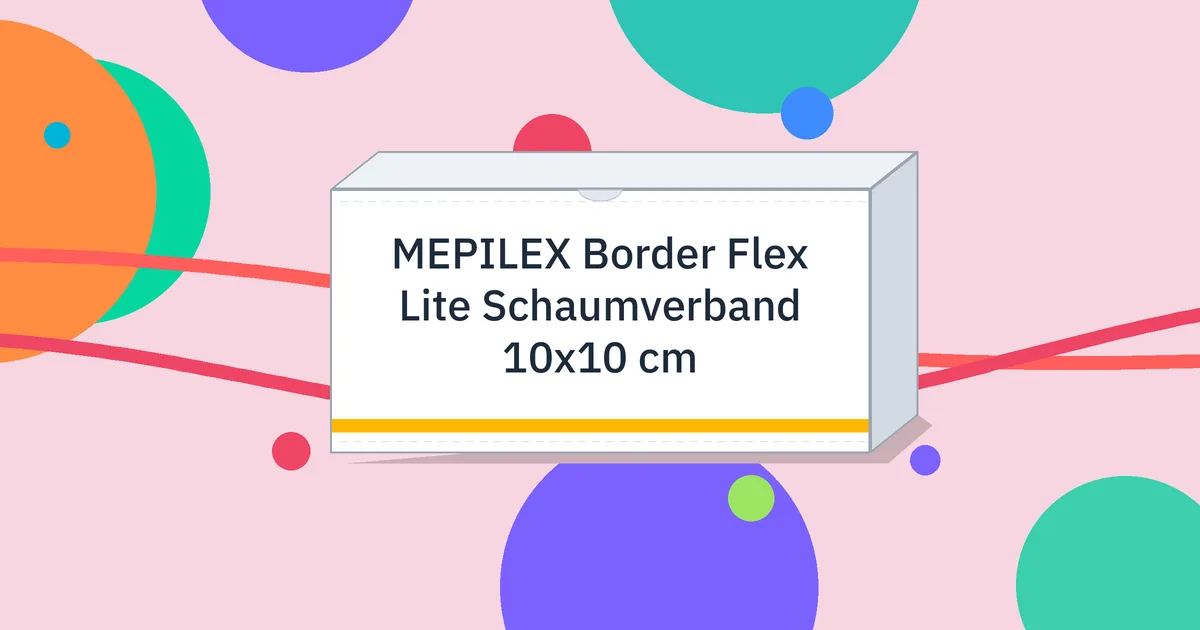 Symbolbild: Packung mit der Aufschrift MEPILEX Border Flex Lite Schaumverband 10x10 cm (PZN 19667238) – Verfügbarkeit und Bezug in Apotheken in Frankfurt am Main