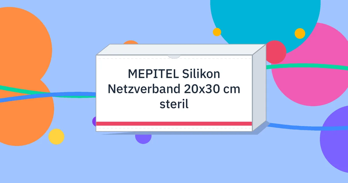 Symbolbild: Packung mit der Aufschrift MEPITEL Silikon Netzverband 20x30 cm steril (PZN 17606014) – Verfügbarkeit und Bezug in Apotheken in Frankfurt am Main