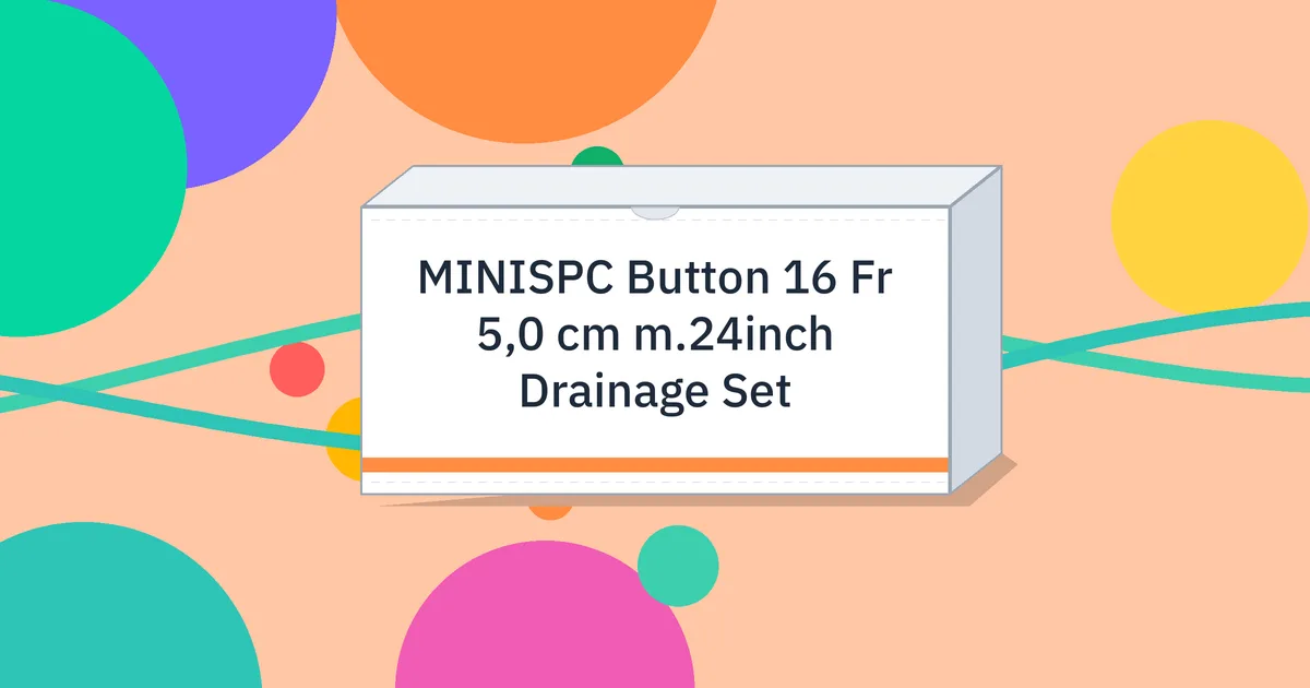Symbolbild: Packung mit der Aufschrift MINISPC Button 16 Fr 5,0 cm m.24inch Drainage Set (PZN 20822052) – Verfügbarkeit und Bezug in Apotheken in Frankfurt am Main