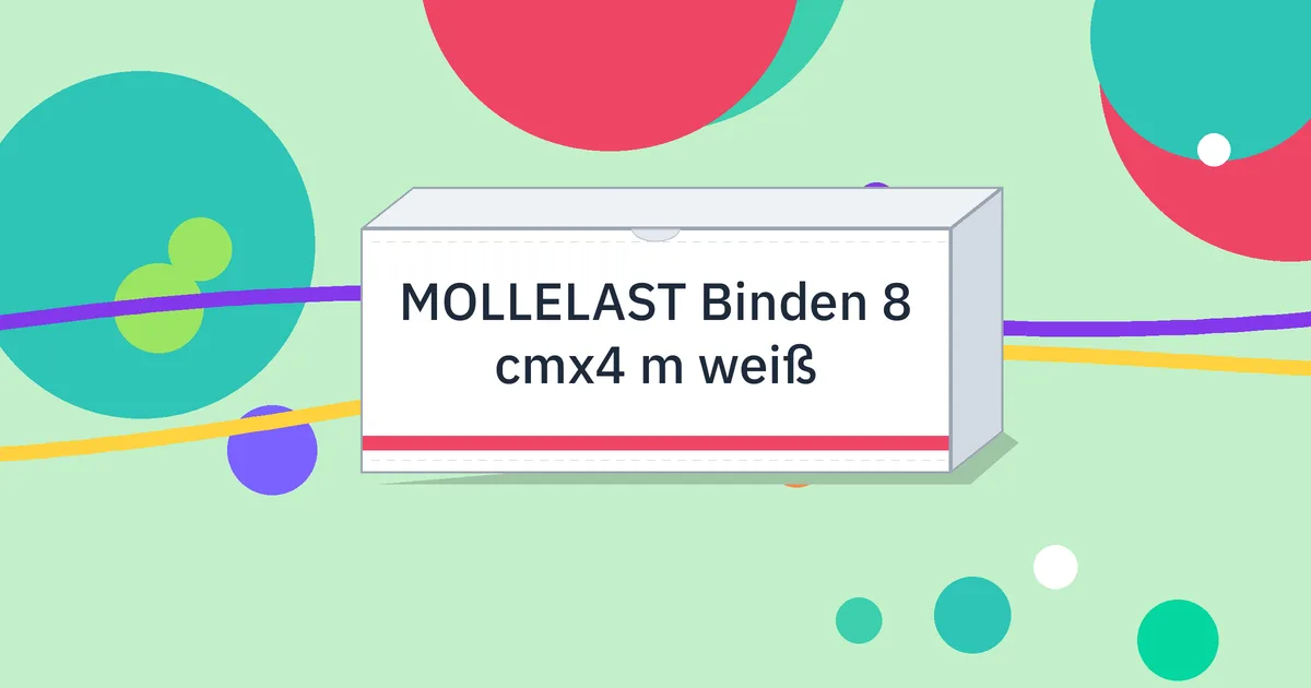 Symbolbild: Packung mit der Aufschrift MOLLELAST Binden 8 cmx4 m weiß (PZN 17842370) – Verfügbarkeit und Bezug in Apotheken in Frankfurt am Main