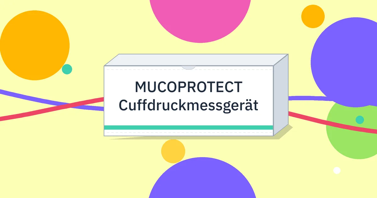Symbolbild: Packung mit der Aufschrift MUCOPROTECT Cuffdruckmessgerät (PZN 08664857) – Verfügbarkeit und Bezug in Apotheken in Frankfurt am Main