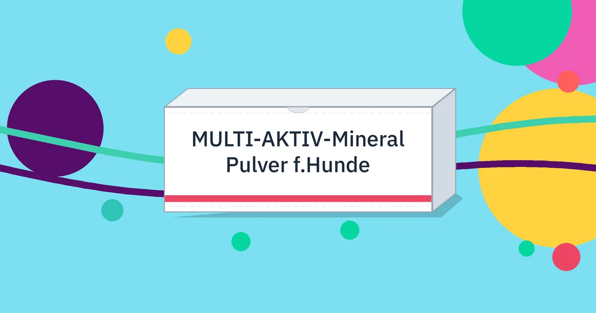 Symbolbild: Packung mit der Aufschrift MULTI-AKTIV-Mineral Pulver f.Hunde (PZN 13785853) – Verfügbarkeit und Bezug in Apotheken in Frankfurt am Main