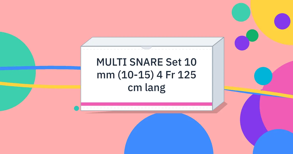 Symbolbild: Packung mit der Aufschrift MULTI SNARE Set 10 mm (10-15) 4 Fr 125 cm lang (PZN 00145477) – Verfügbarkeit und Bezug in Apotheken in Frankfurt am Main