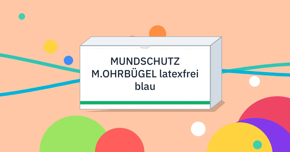 Symbolbild: Packung mit der Aufschrift MUNDSCHUTZ M.OHRBÜGEL latexfrei blau (PZN 11266735) – Verfügbarkeit und Bezug in Apotheken in Frankfurt am Main
