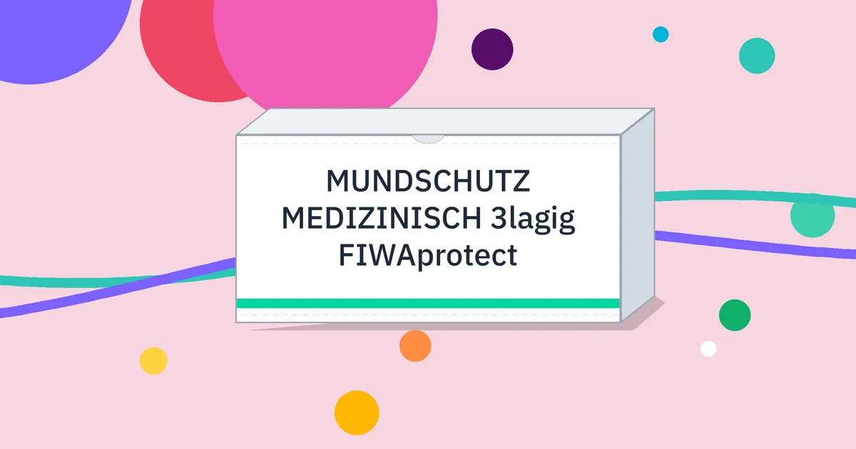 Symbolbild: Packung mit der Aufschrift MUNDSCHUTZ MEDIZINISCH 3lagig FIWAprotect (PZN 16686028) – Verfügbarkeit und Bezug in Apotheken in Frankfurt am Main