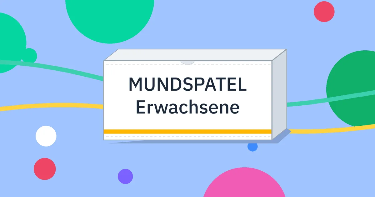 Symbolbild: Packung mit der Aufschrift MUNDSPATEL Erwachsene (PZN 04967207) – Verfügbarkeit und Bezug in Apotheken in Frankfurt am Main