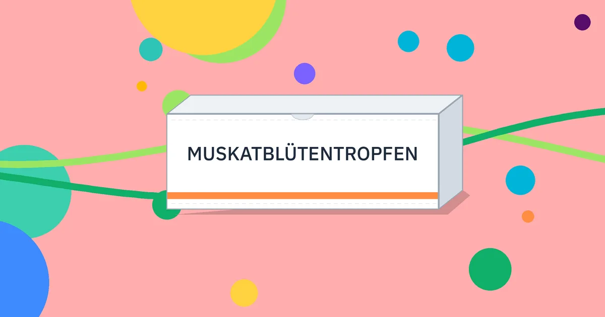 Symbolbild: Packung mit der Aufschrift MUSKATBLÜTENTROPFEN (PZN 11867110) – Verfügbarkeit und Bezug in Apotheken in Frankfurt am Main