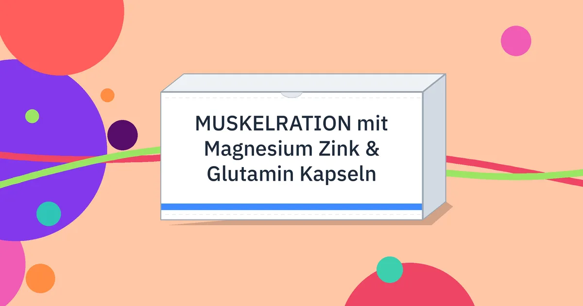 Symbolbild: Packung mit der Aufschrift MUSKELRATION mit Magnesium Zink & Glutamin Kapseln (PZN 20118152) – Verfügbarkeit und Bezug in Apotheken in Frankfurt am Main