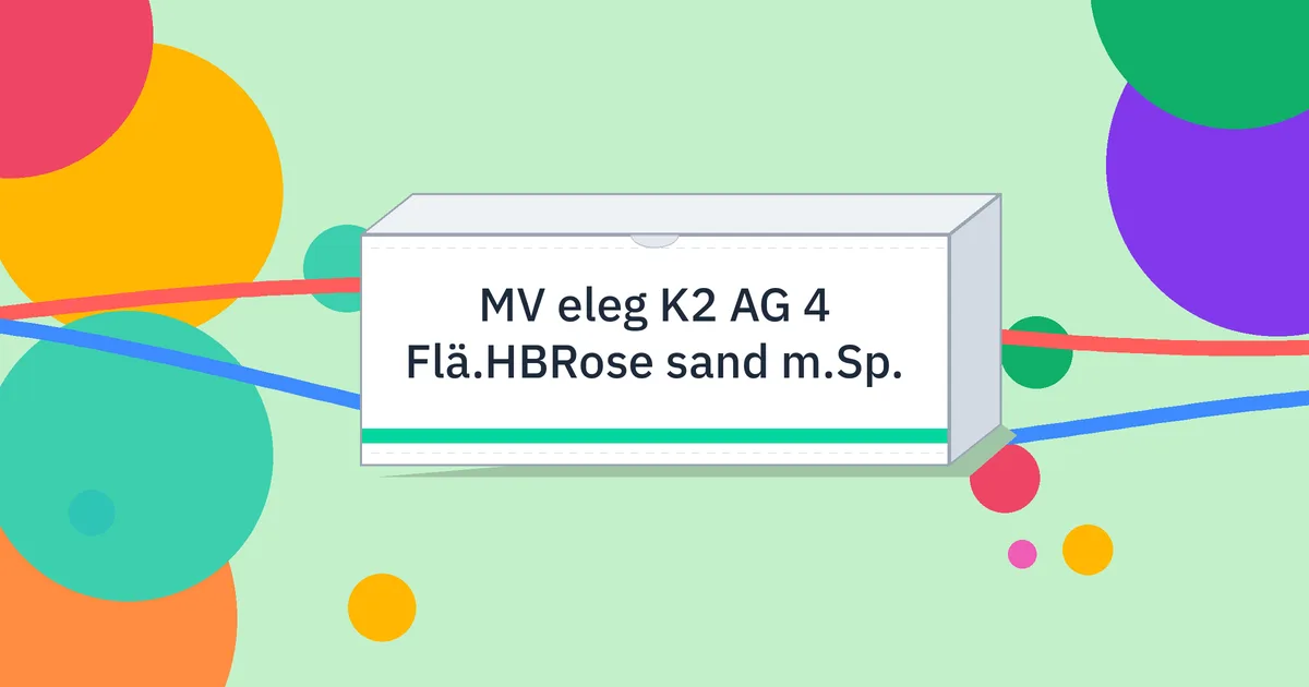 Symbolbild: Packung mit der Aufschrift MV eleg K2 AG 4 Flä.HBRose sand m.Sp. (PZN 18929392) – Verfügbarkeit und Bezug in Apotheken in Frankfurt am Main