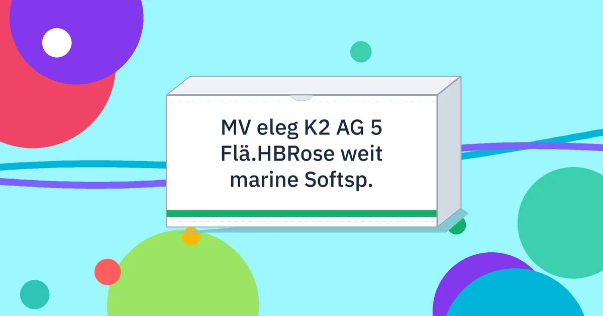 Symbolbild: Packung mit der Aufschrift MV eleg K2 AG 5 Flä.HBRose weit marine Softsp. (PZN 15721047) – Verfügbarkeit und Bezug in Apotheken in Frankfurt am Main