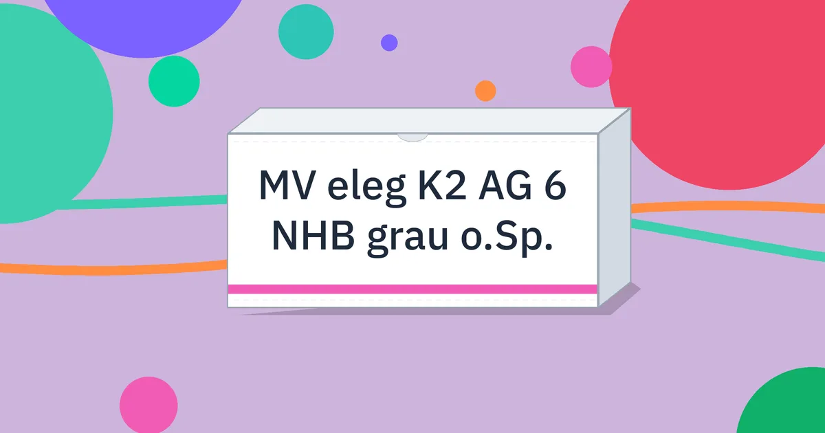 Symbolbild: Packung mit der Aufschrift MV eleg K2 AG 6 NHB grau o.Sp. (PZN 18928820) – Verfügbarkeit und Bezug in Apotheken in Frankfurt am Main