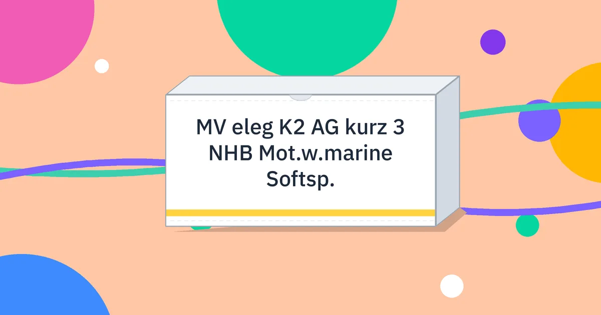 Symbolbild: Packung mit der Aufschrift MV eleg K2 AG kurz 3 NHB Mot.w.marine Softsp. (PZN 15713585) – Verfügbarkeit und Bezug in Apotheken in Frankfurt am Main