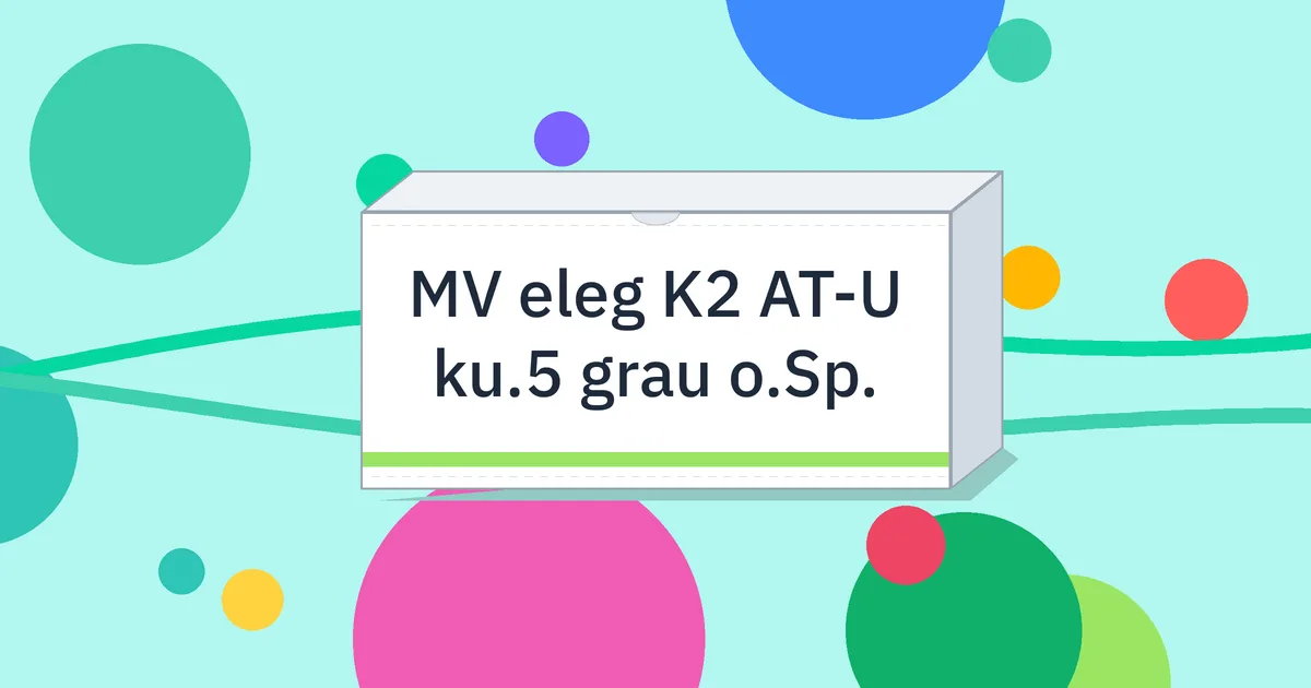 Symbolbild: Packung mit der Aufschrift MV eleg K2 AT-U ku.5 grau o.Sp. (PZN 18923679) – Verfügbarkeit und Bezug in Apotheken in Frankfurt am Main