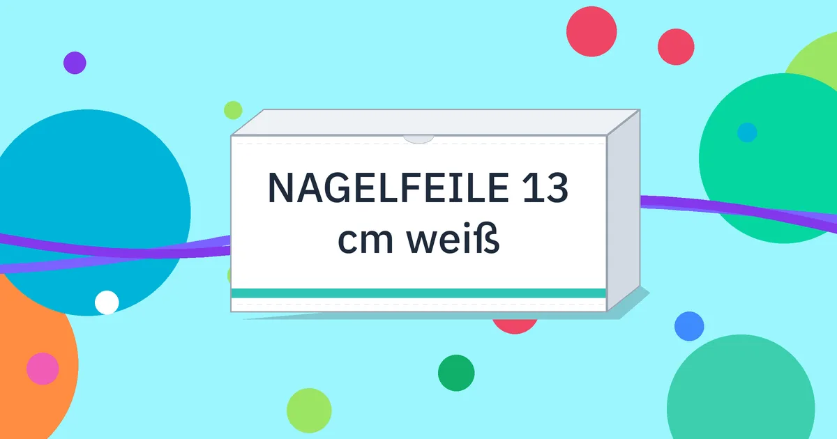 Symbolbild: Packung mit der Aufschrift NAGELFEILE 13 cm weiß (PZN 01513084) – Verfügbarkeit und Bezug in Apotheken in Frankfurt am Main