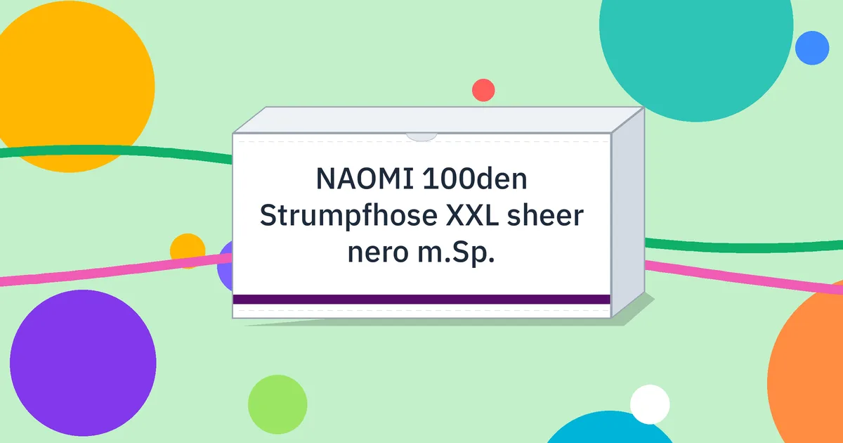 Symbolbild: Packung mit der Aufschrift NAOMI 100den Strumpfhose XXL sheer nero m.Sp. (PZN 16177367) – Verfügbarkeit und Bezug in Apotheken in Frankfurt am Main