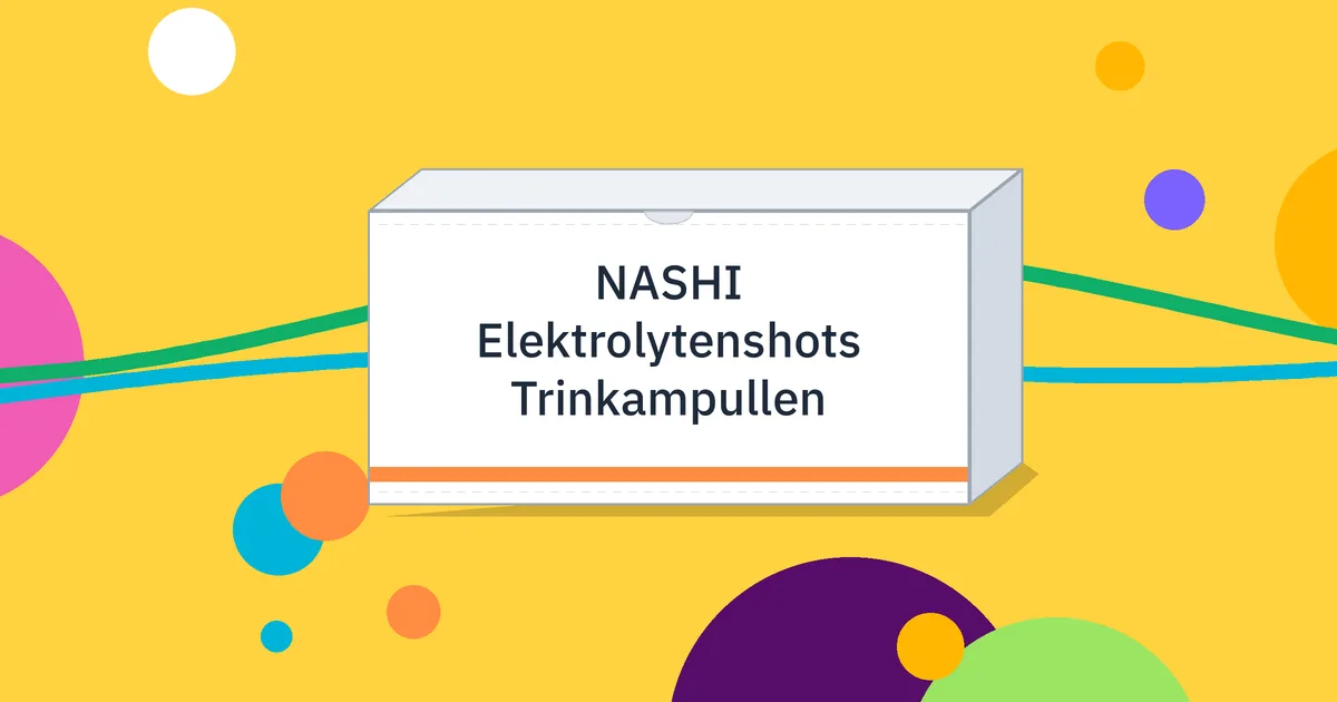 Symbolbild: Packung mit der Aufschrift NASHI Elektrolytenshots Trinkampullen (PZN 20338563) – Verfügbarkeit und Bezug in Apotheken in Frankfurt am Main