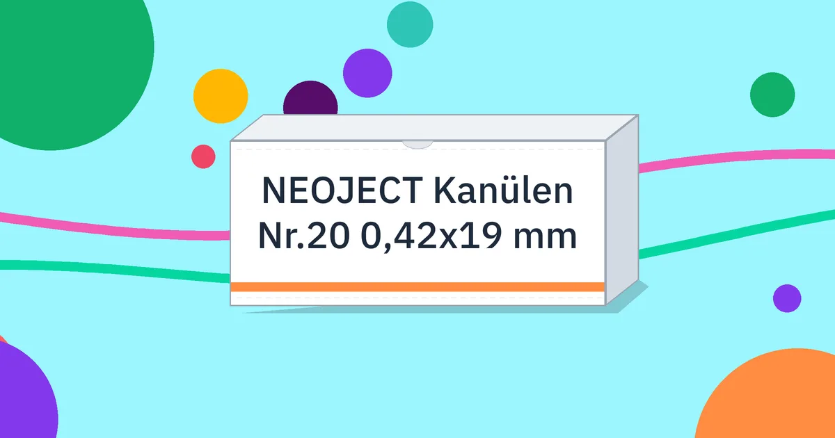Symbolbild: Packung mit der Aufschrift NEOJECT Kanülen Nr.20 0,42x19 mm (PZN 03043234) – Verfügbarkeit und Bezug in Apotheken in Frankfurt am Main