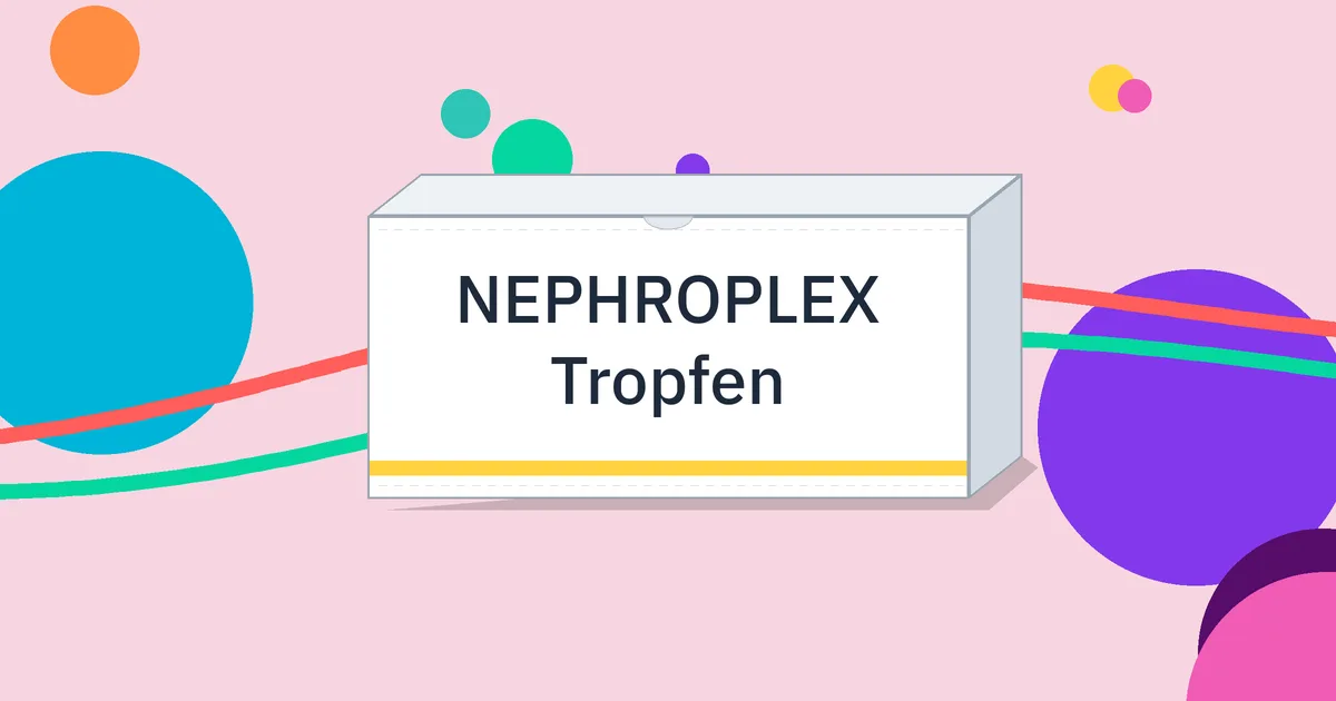 Symbolbild: Packung mit der Aufschrift NEPHROPLEX Tropfen (PZN 00089460) – Verfügbarkeit und Bezug in Apotheken in Frankfurt am Main