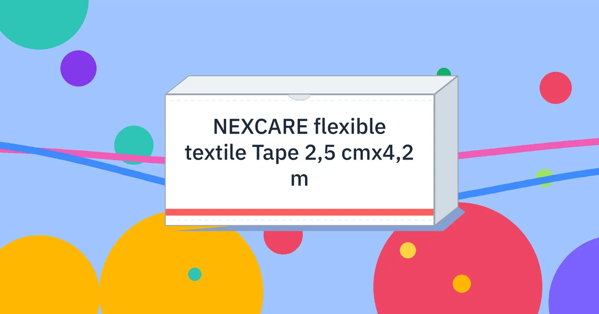 Symbolbild: Packung mit der Aufschrift NEXCARE flexible textile Tape 2,5 cmx4,2 m (PZN 18295065) – Verfügbarkeit und Bezug in Apotheken in Frankfurt am Main