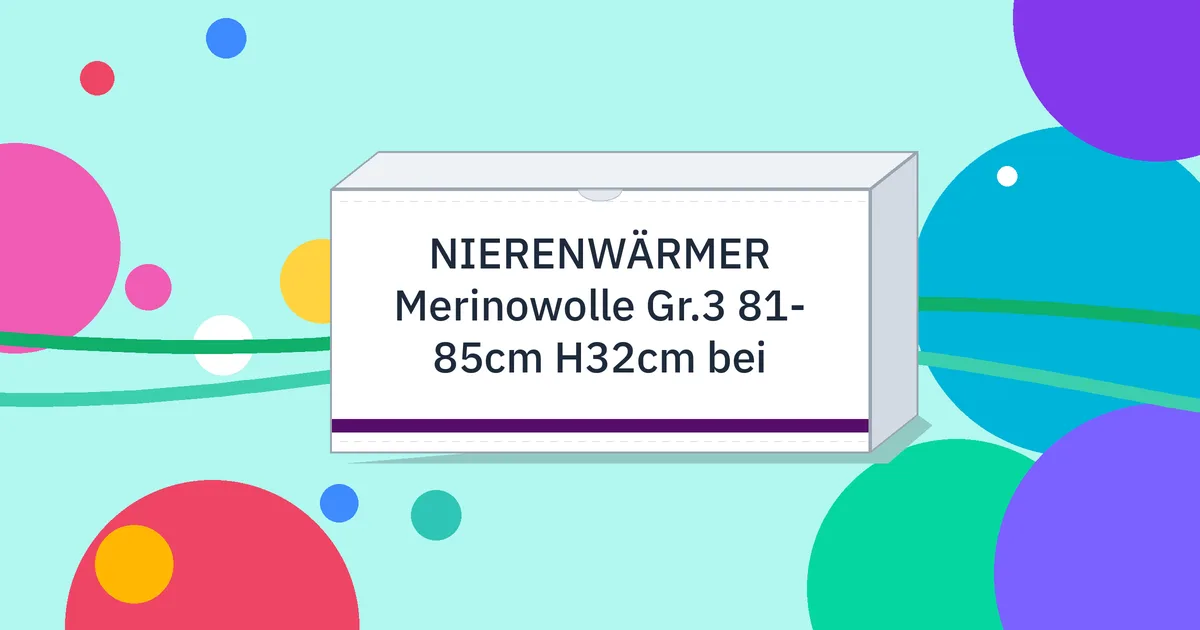 Symbolbild: Packung mit der Aufschrift NIERENWÄRMER Merinowolle Gr.3 81-85cm H32cm bei (PZN 19502744) – Verfügbarkeit und Bezug in Apotheken in Frankfurt am Main