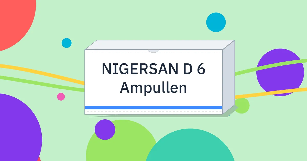 Symbolbild: Packung mit der Aufschrift NIGERSAN D 6 Ampullen (PZN 03206825) – Verfügbarkeit und Bezug in Apotheken in Frankfurt am Main