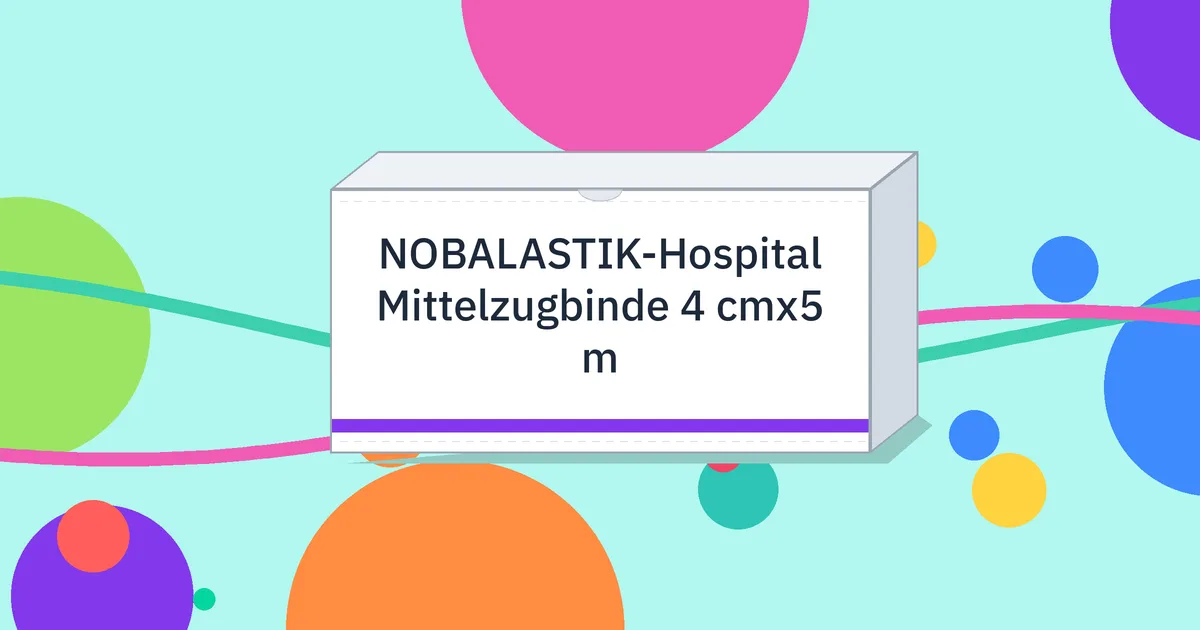 Symbolbild: Packung mit der Aufschrift NOBALASTIK-Hospital Mittelzugbinde 4 cmx5 m (PZN 00032282) – Verfügbarkeit und Bezug in Apotheken in Frankfurt am Main