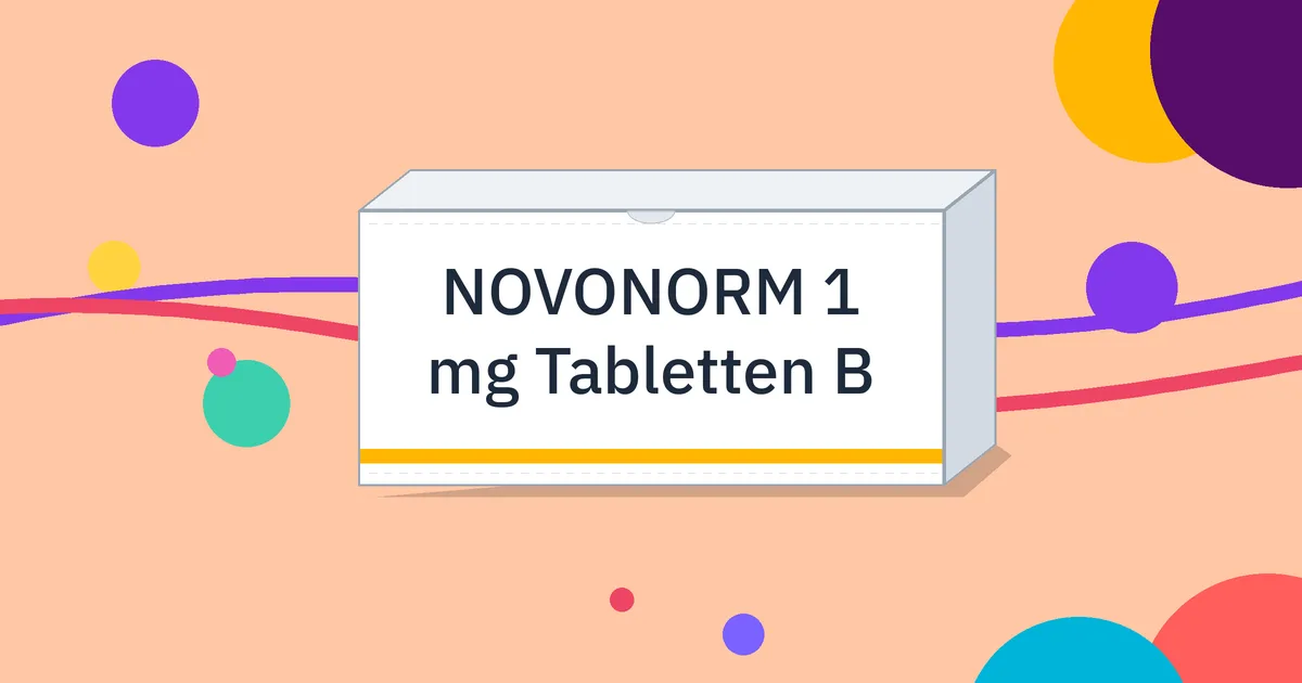 Symbolbild: Packung mit der Aufschrift NOVONORM 1 mg Tabletten B (PZN 02730056) – Verfügbarkeit und Bezug in Apotheken in Frankfurt am Main