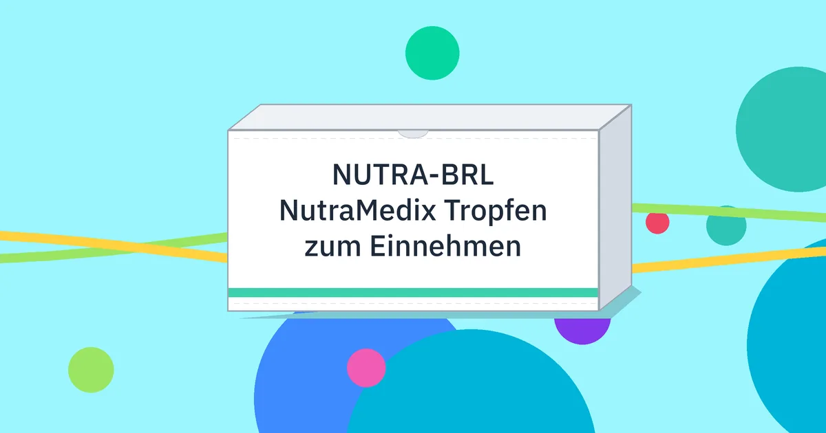 Symbolbild: Packung mit der Aufschrift NUTRA-BRL NutraMedix Tropfen zum Einnehmen (PZN 18447807) – Verfügbarkeit und Bezug in Apotheken in Frankfurt am Main
