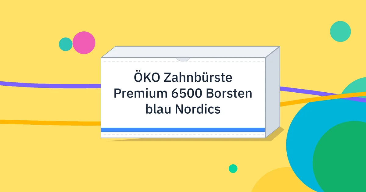 Symbolbild: Packung mit der Aufschrift ÖKO Zahnbürste Premium 6500 Borsten blau Nordics (PZN 18858781) – Verfügbarkeit und Bezug in Apotheken in Frankfurt am Main