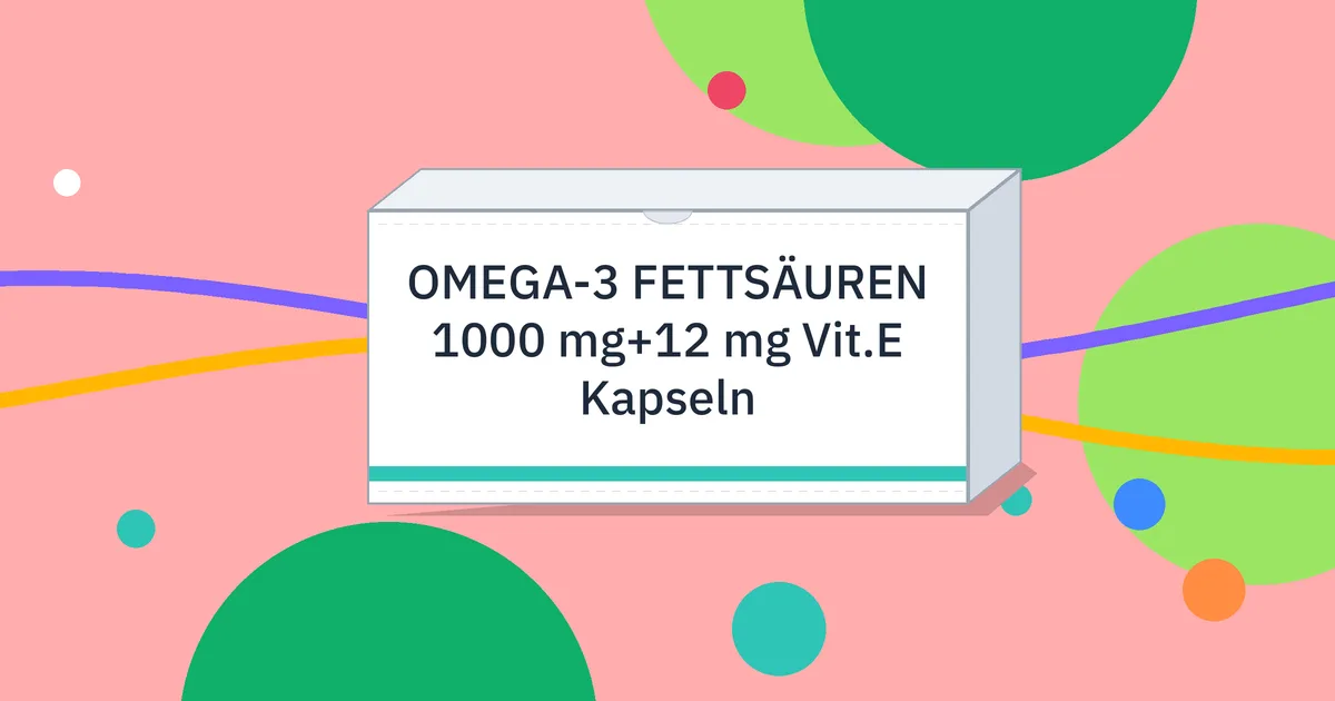 Symbolbild: Packung mit der Aufschrift OMEGA-3 FETTSÄUREN 1000 mg+12 mg Vit.E Kapseln (PZN 07643089) – Verfügbarkeit und Bezug in Apotheken in Frankfurt am Main