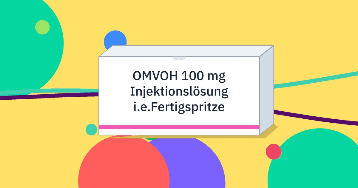 Symbolbild: Packung mit der Aufschrift OMVOH 100 mg Injektionslösung i.e.Fertigspritze (PZN 18673490) – Verfügbarkeit und Bezug in Apotheken in Frankfurt am Main