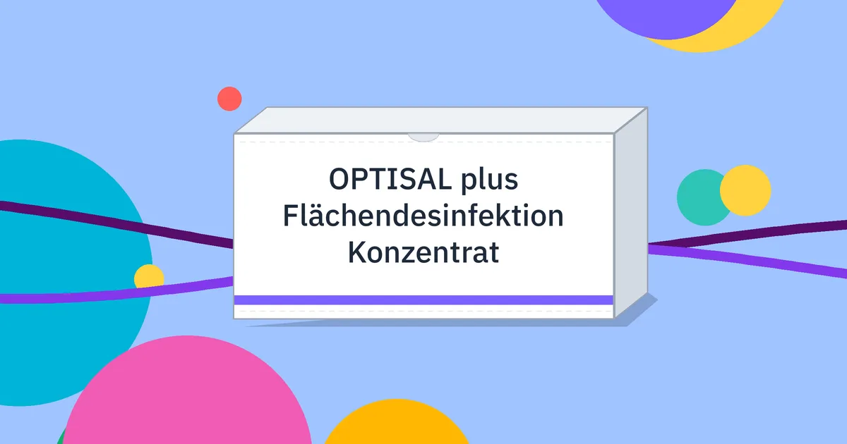 Symbolbild: Packung mit der Aufschrift OPTISAL plus Flächendesinfektion Konzentrat (PZN 11170780) – Verfügbarkeit und Bezug in Apotheken in Frankfurt am Main