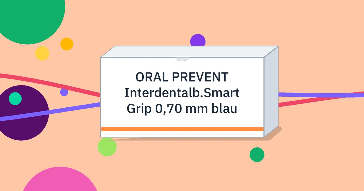 Symbolbild: Packung mit der Aufschrift ORAL PREVENT Interdentalb.Smart Grip 0,70 mm blau (PZN 10216586) – Verfügbarkeit und Bezug in Apotheken in Frankfurt am Main