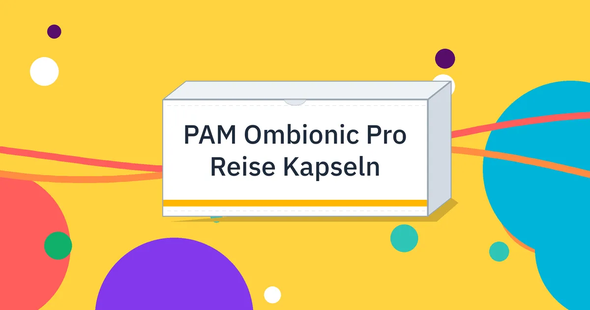 Symbolbild: Packung mit der Aufschrift PAM Ombionic Pro Reise Kapseln (PZN 20652638) – Verfügbarkeit und Bezug in Apotheken in Frankfurt am Main