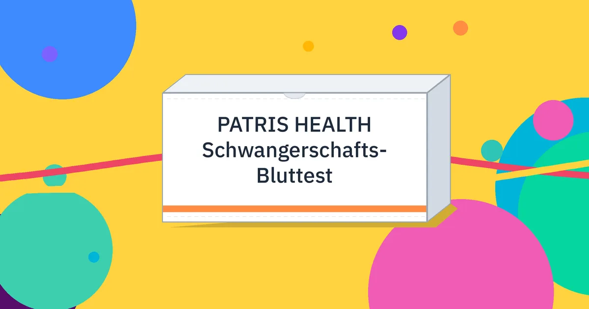 Symbolbild: Packung mit der Aufschrift PATRIS HEALTH Schwangerschafts-Bluttest (PZN 18133724) – Verfügbarkeit und Bezug in Apotheken in Frankfurt am Main