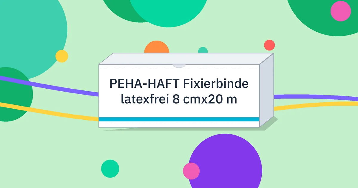 Symbolbild: Packung mit der Aufschrift PEHA-HAFT Fixierbinde latexfrei 8 cmx20 m (PZN 19703106) – Verfügbarkeit und Bezug in Apotheken in Frankfurt am Main