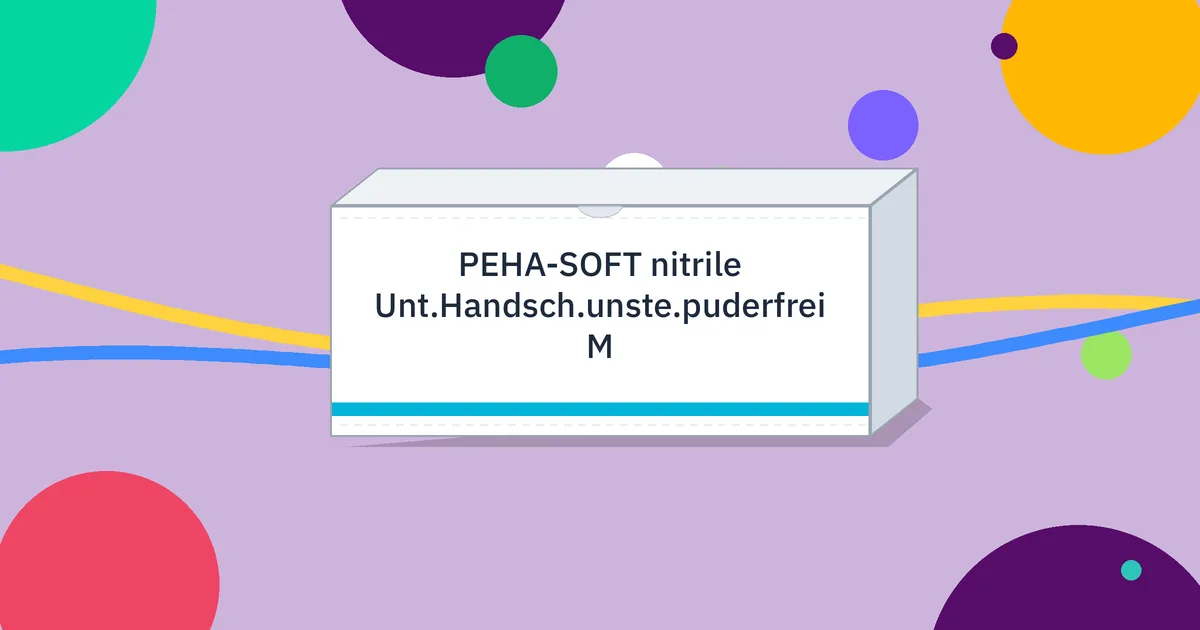 Symbolbild: Packung mit der Aufschrift PEHA-SOFT nitrile Unt.Handsch.unste.puderfrei M (PZN 03538065) – Verfügbarkeit und Bezug in Apotheken in Frankfurt am Main