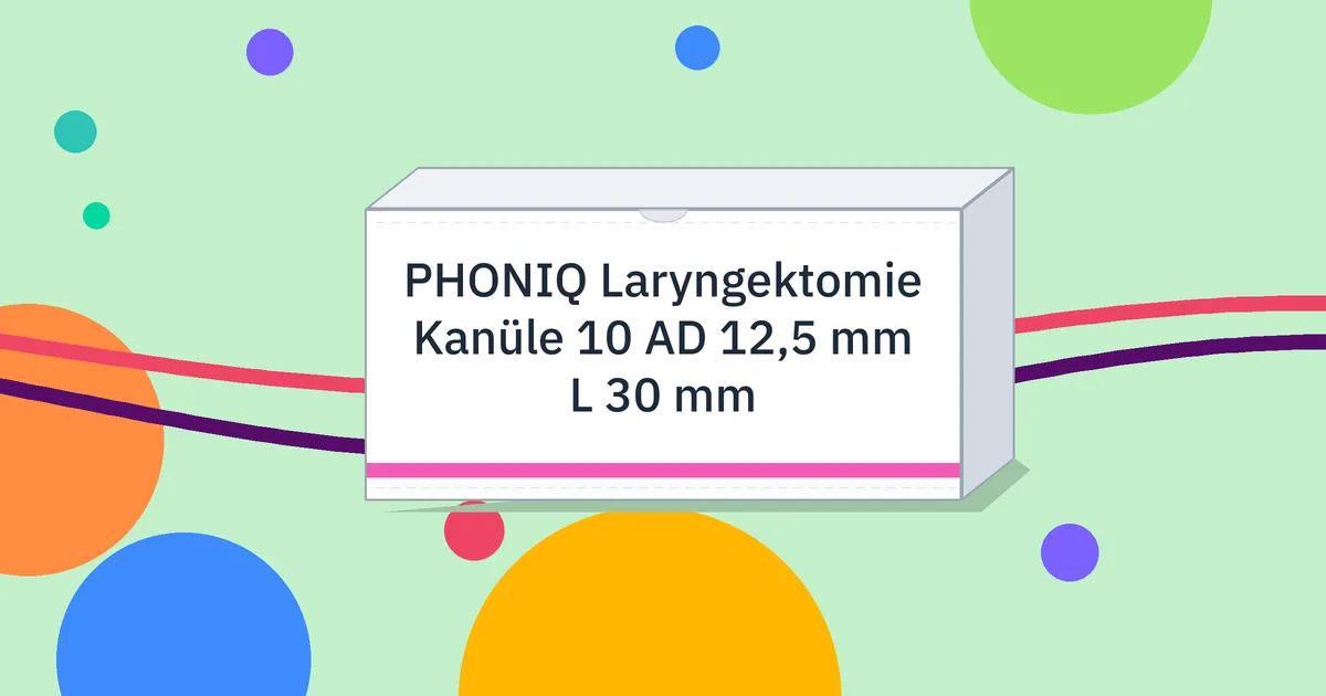 Symbolbild: Packung mit der Aufschrift PHONIQ Laryngektomie Kanüle 10 AD 12,5 mm L 30 mm (PZN 17381704) – Verfügbarkeit und Bezug in Apotheken in Frankfurt am Main