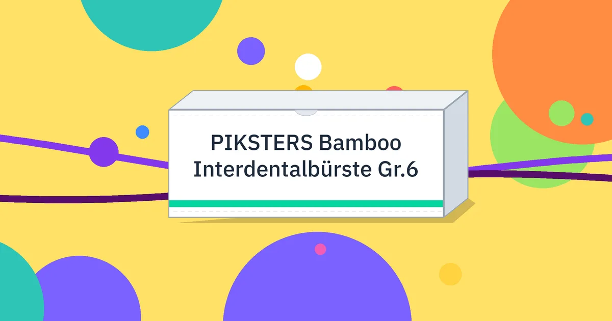 Symbolbild: Packung mit der Aufschrift PIKSTERS Bamboo Interdentalbürste Gr.6 (PZN 17592950) – Verfügbarkeit und Bezug in Apotheken in Frankfurt am Main