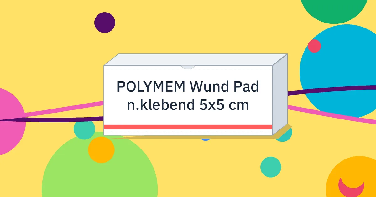 Symbolbild: Packung mit der Aufschrift POLYMEM Wund Pad n.klebend 5x5 cm (PZN 07590660) – Verfügbarkeit und Bezug in Apotheken in Frankfurt am Main