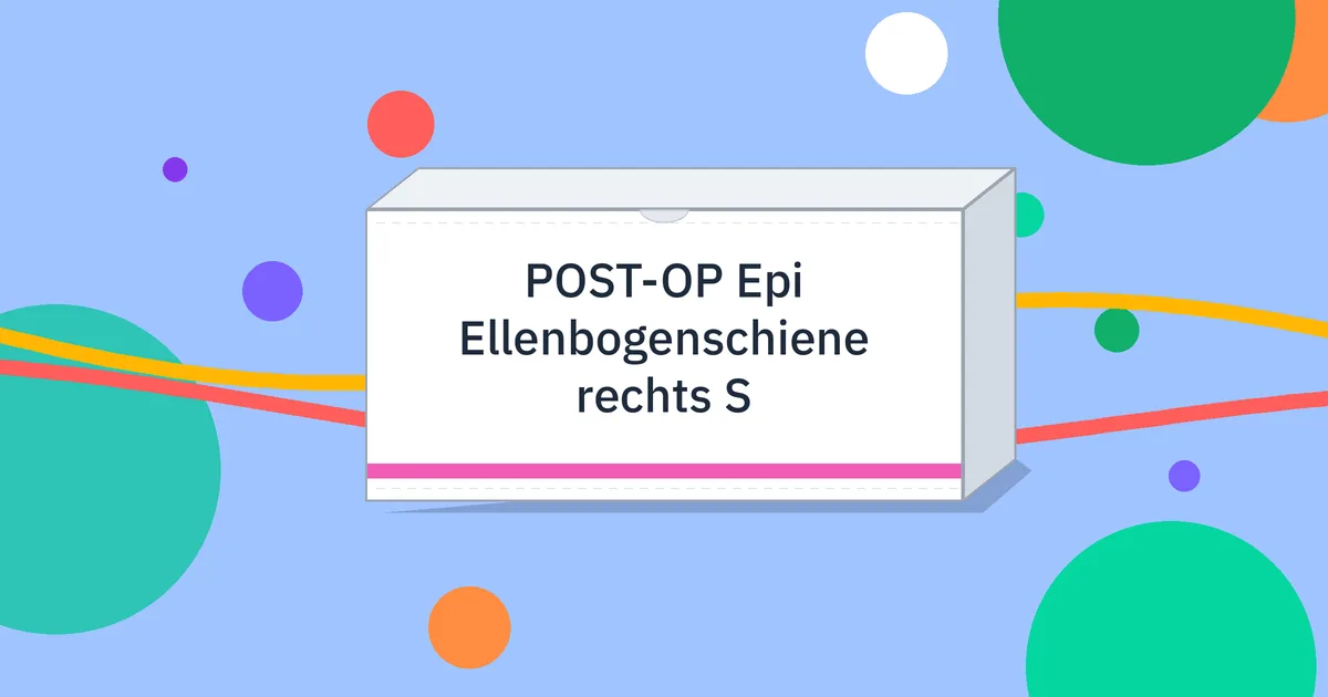 Symbolbild: Packung mit der Aufschrift POST-OP Epi Ellenbogenschiene rechts S (PZN 17849917) – Verfügbarkeit und Bezug in Apotheken in Frankfurt am Main