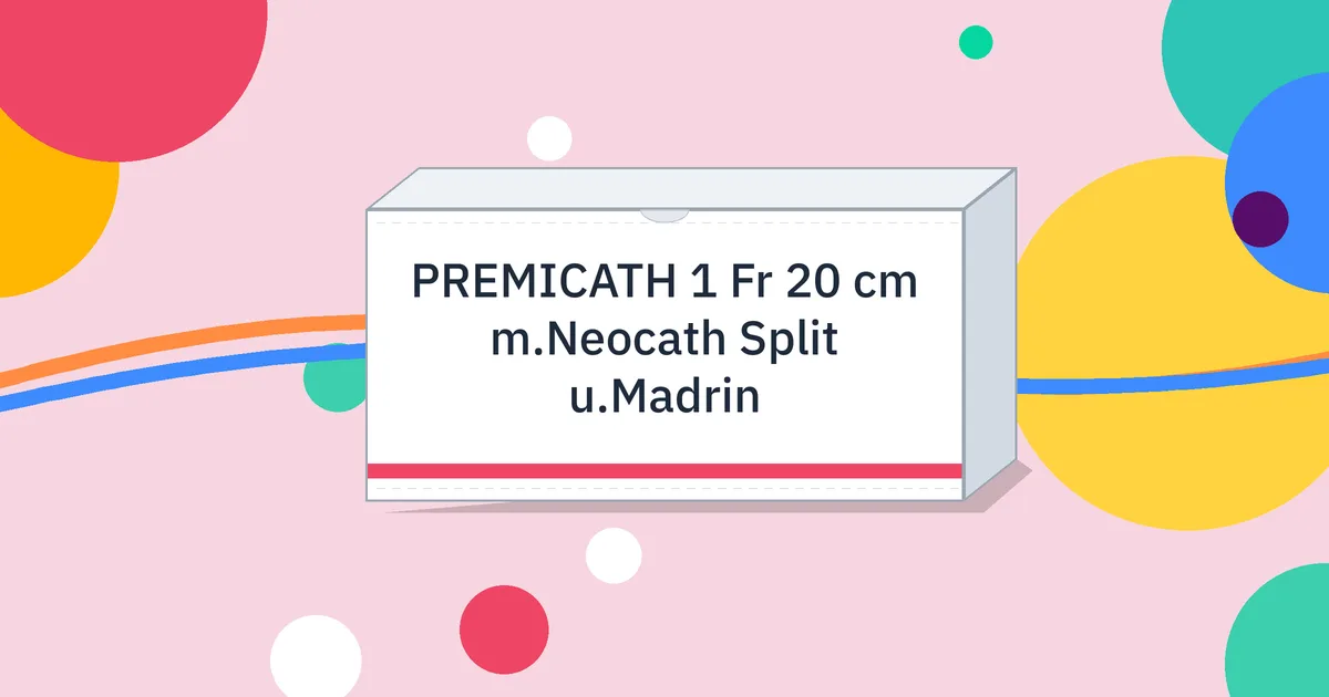 Symbolbild: Packung mit der Aufschrift PREMICATH 1 Fr 20 cm m.Neocath Split u.Madrin (PZN 06847200) – Verfügbarkeit und Bezug in Apotheken in Frankfurt am Main