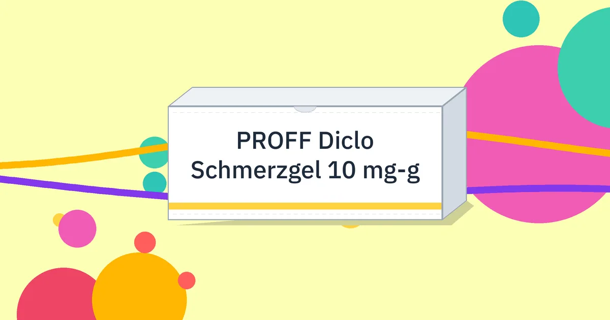 Symbolbild: Packung mit der Aufschrift PROFF Diclo Schmerzgel 10 mg-g (PZN 15617120) – Verfügbarkeit und Bezug in Apotheken in Frankfurt am Main