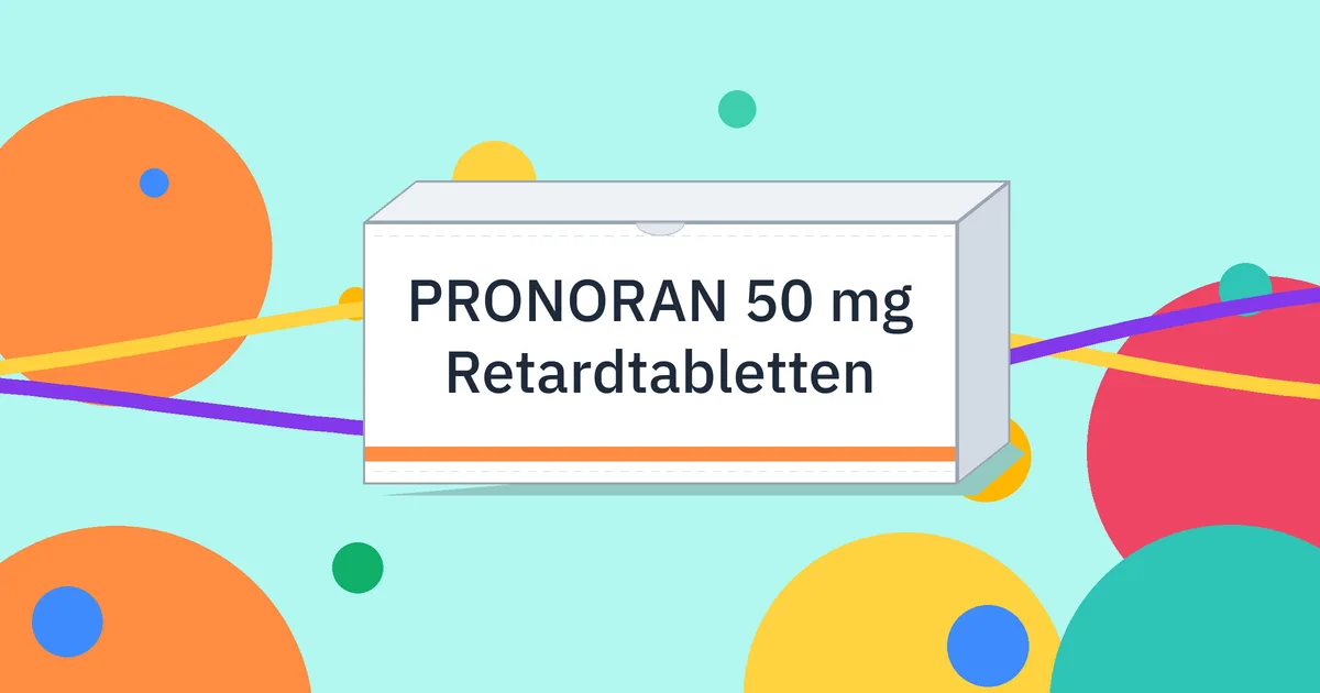 Symbolbild: Packung mit der Aufschrift PRONORAN 50 mg Retardtabletten (PZN 15634294) – Verfügbarkeit und Bezug in Apotheken in Frankfurt am Main