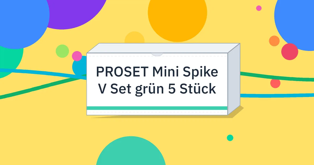 Symbolbild: Packung mit der Aufschrift PROSET Mini Spike V Set grün 5 Stück (PZN 11653768) – Verfügbarkeit und Bezug in Apotheken in Frankfurt am Main